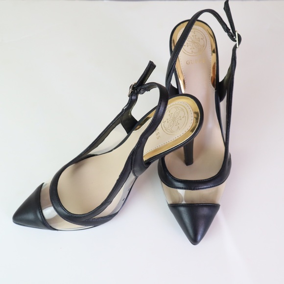 Guess | Shoes | Guess Chaffee 2 Womens Transparent Slingback Heels ...